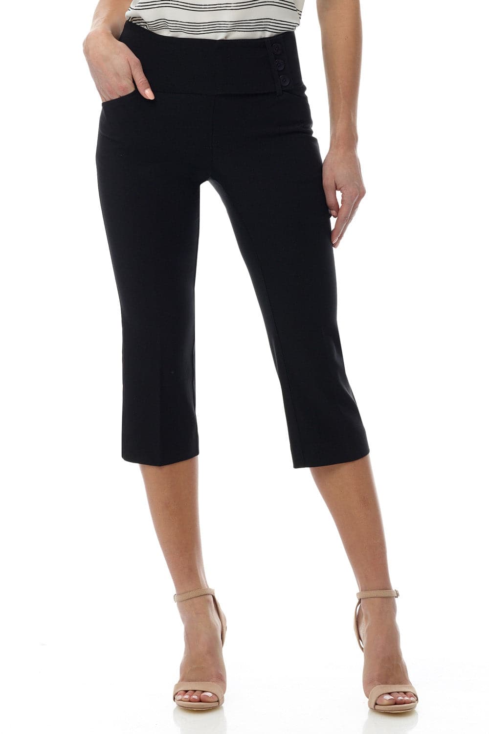 Slimming Capris with Wide Waist and Back Lacing – Rekucci